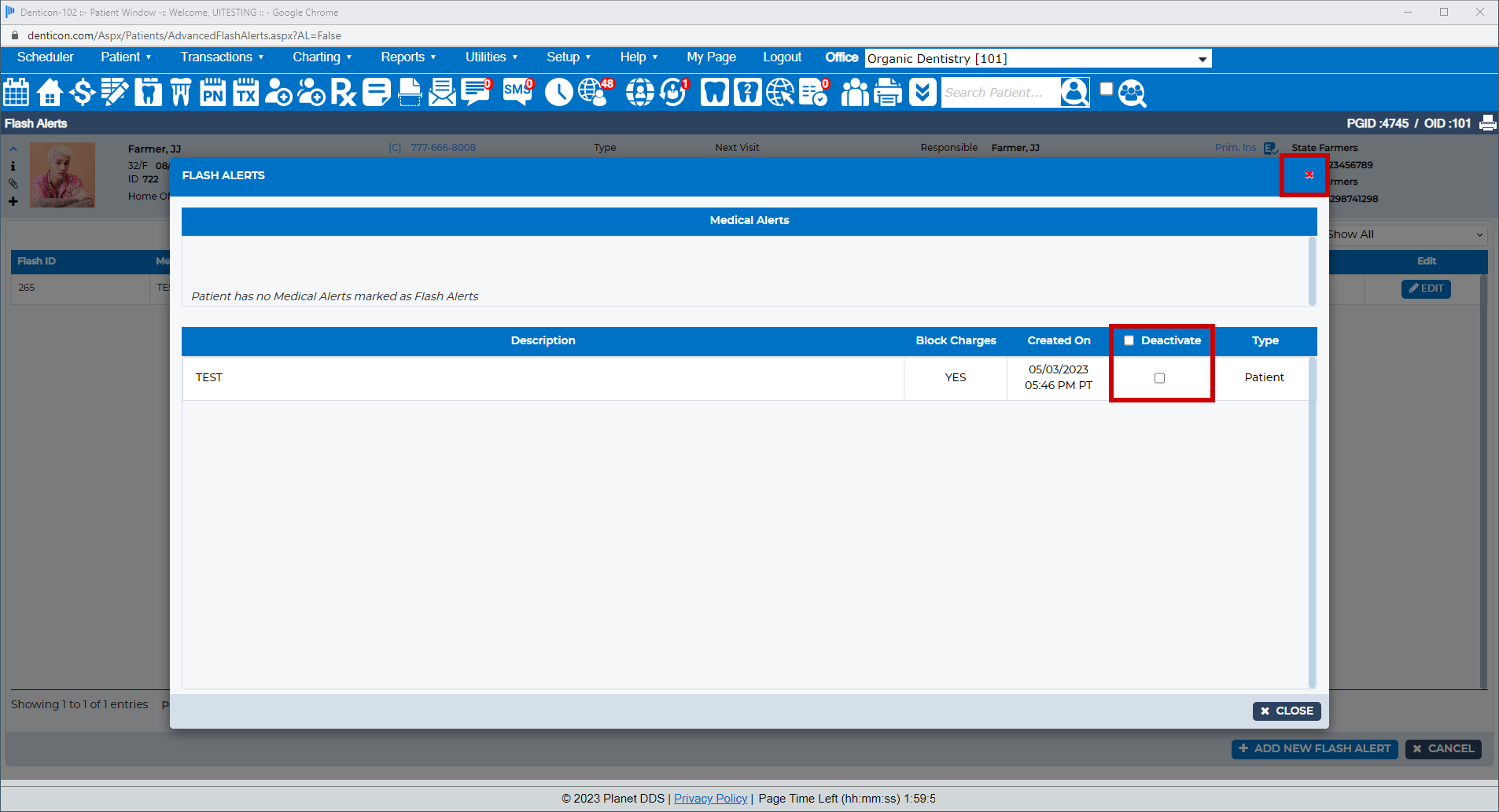 How do I close or deactivate a Flash Alert window for a specific ...