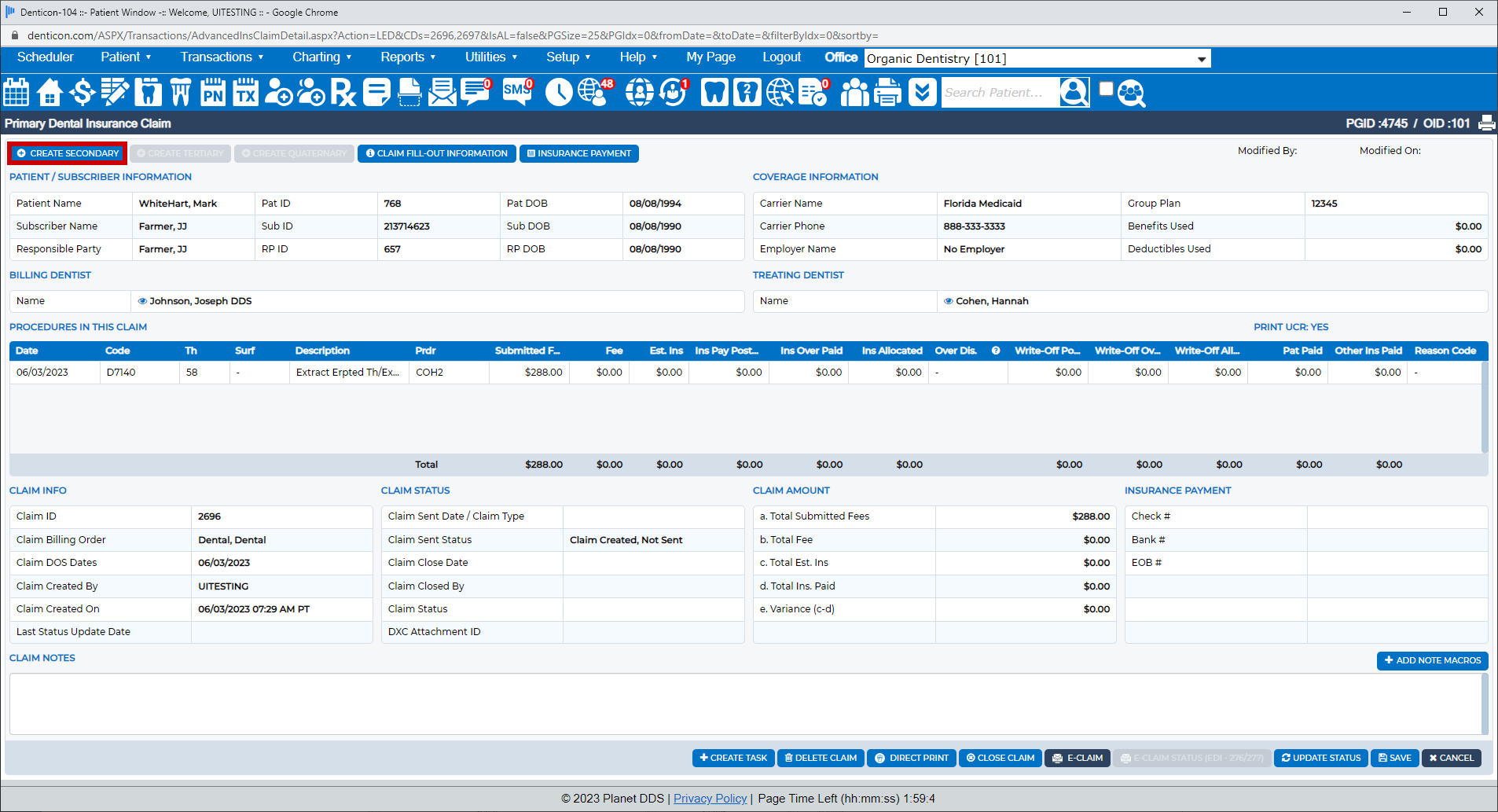 How do I submit secondary insurance claims for my patients? – Planet DDS