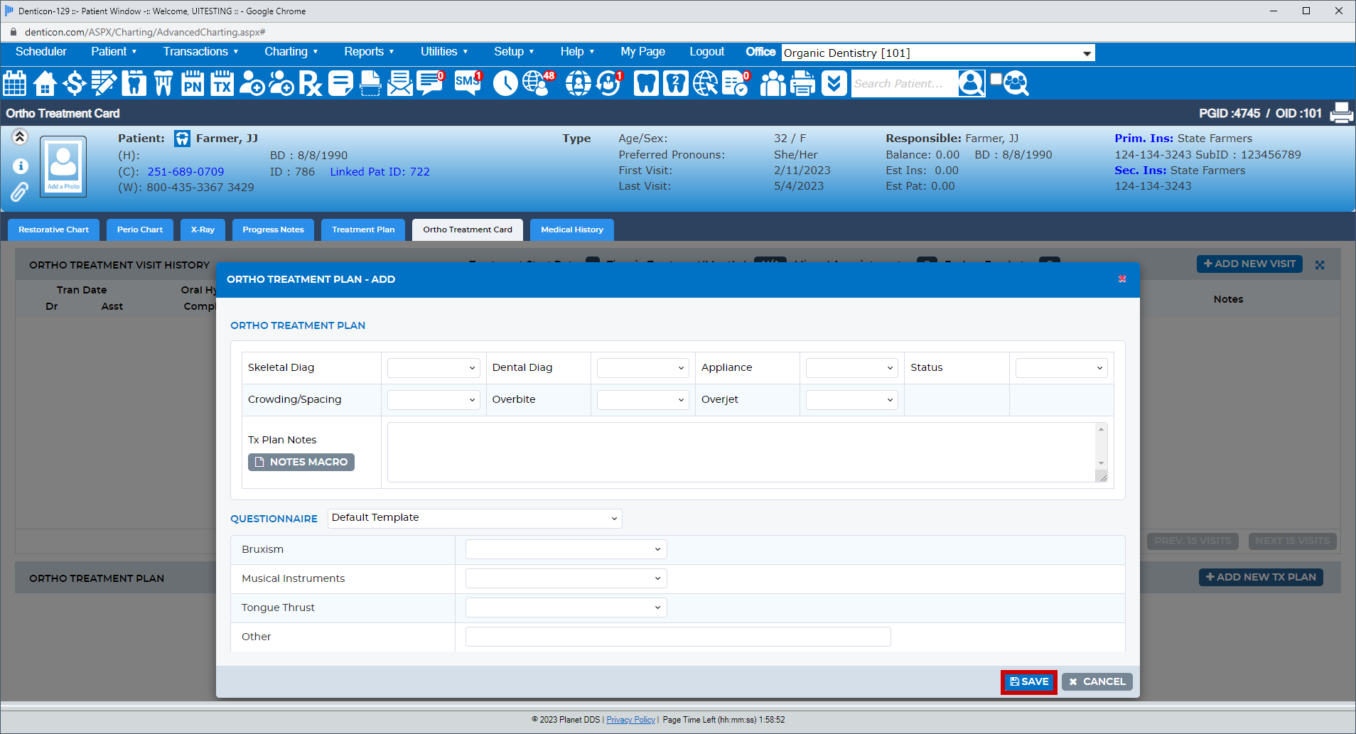 Ortho Treatment Card – Planet DDS
