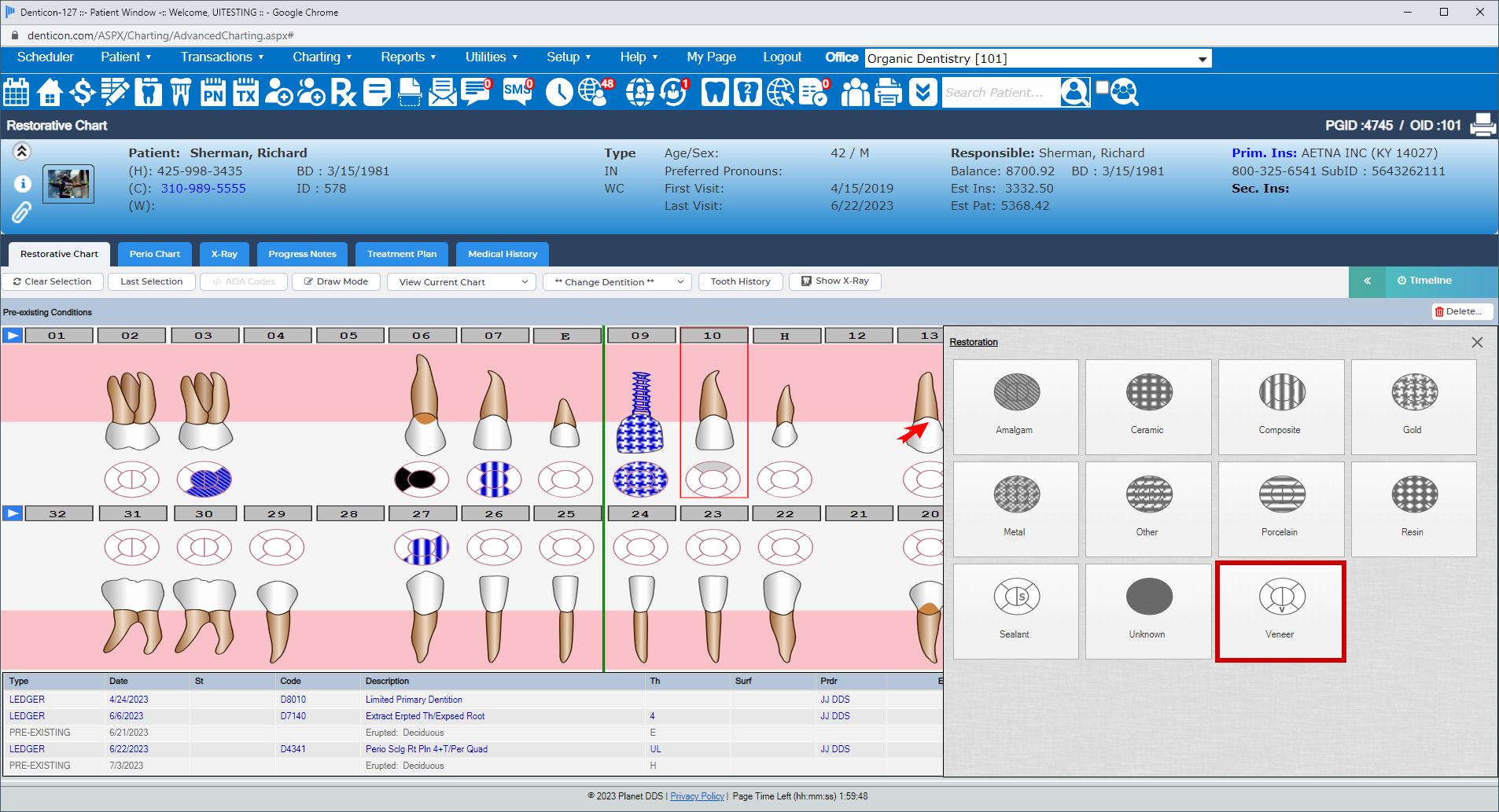 Within the pre-existing charting screen in the patient chart, how are ...