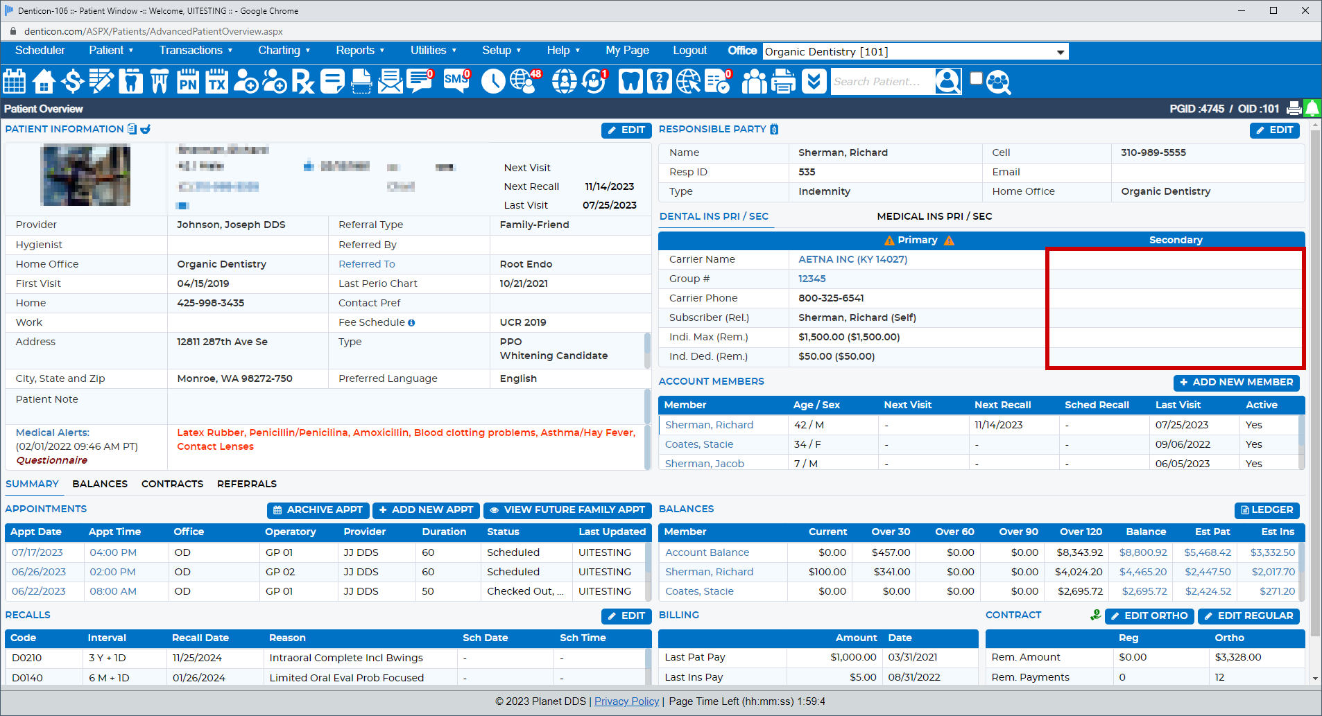At the time of service the patient stated there was no insurance ...