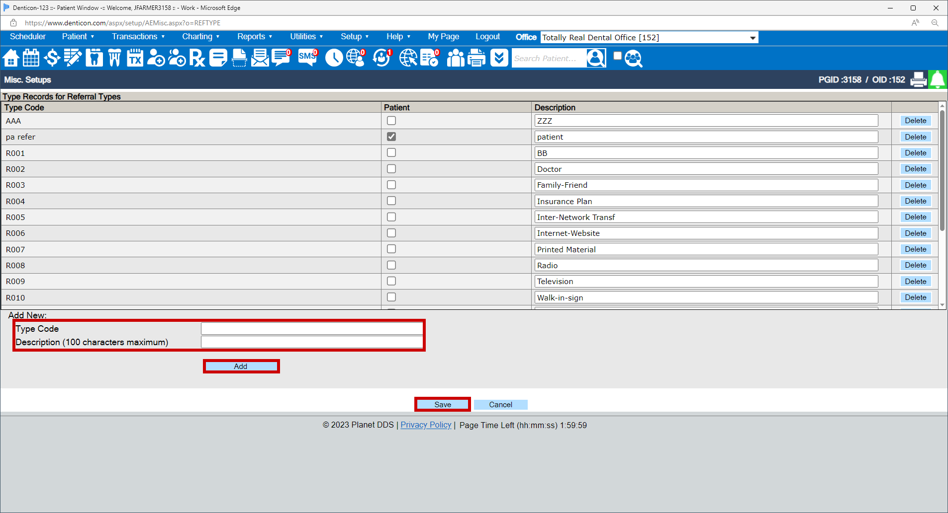 How are we able to define the referral types in our office setup ...