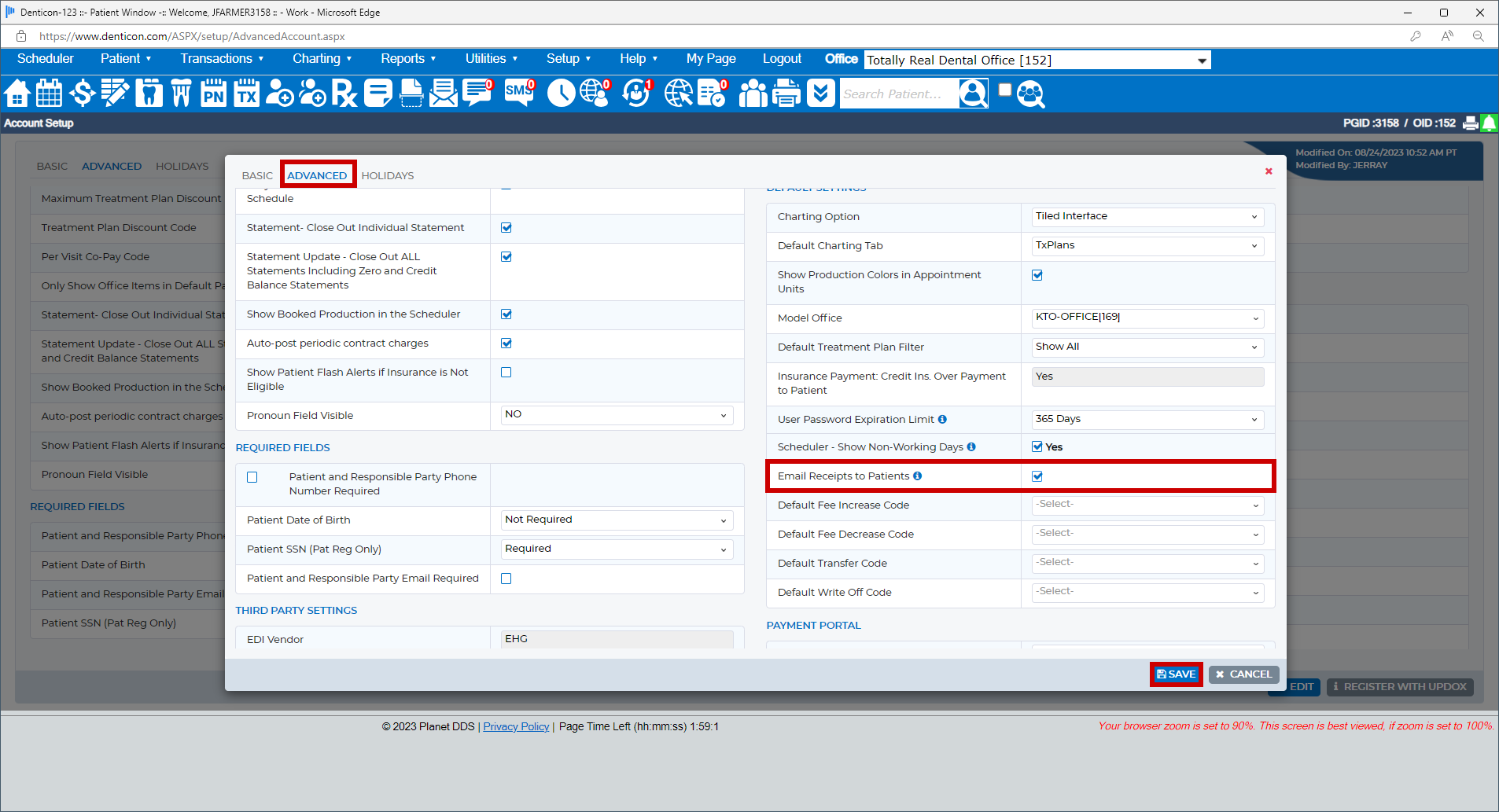 How can we setup our account to email receipts automatically when a auto payment is generated ...