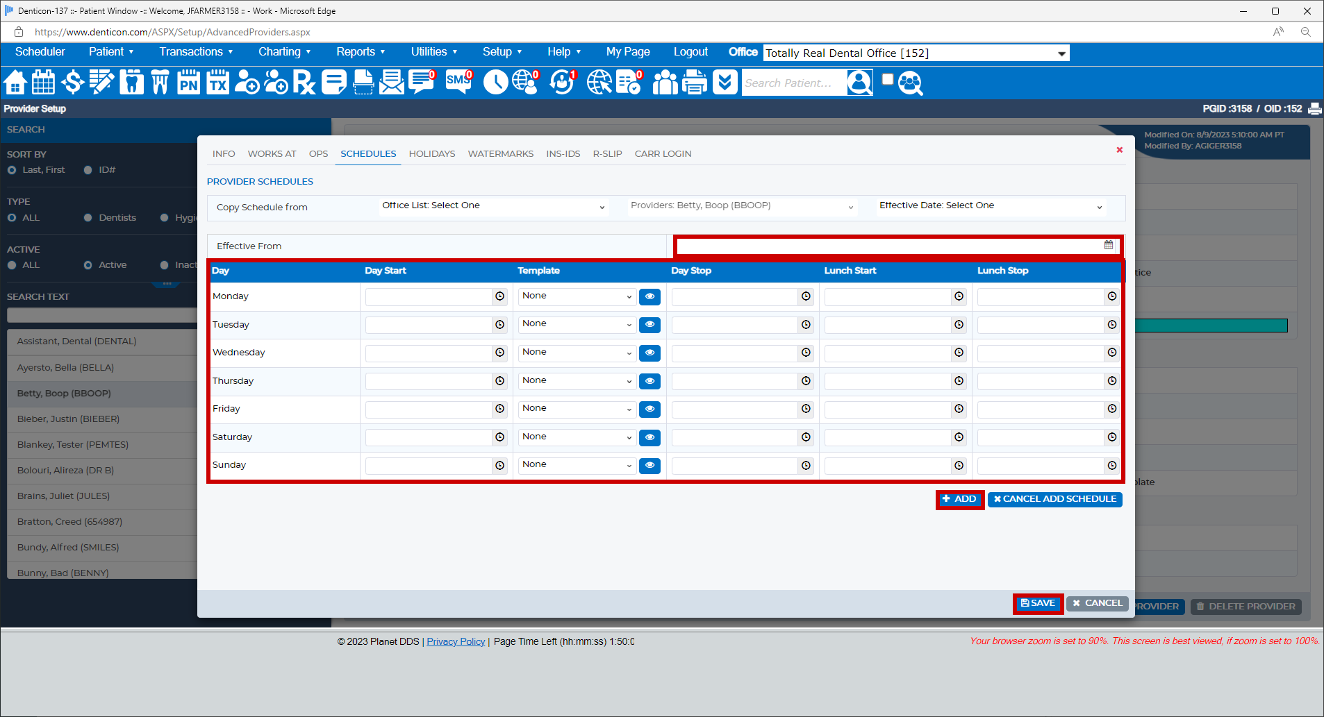 Our office uses the effective schedule feature. Why are we not seeing the provider’s schedule ...