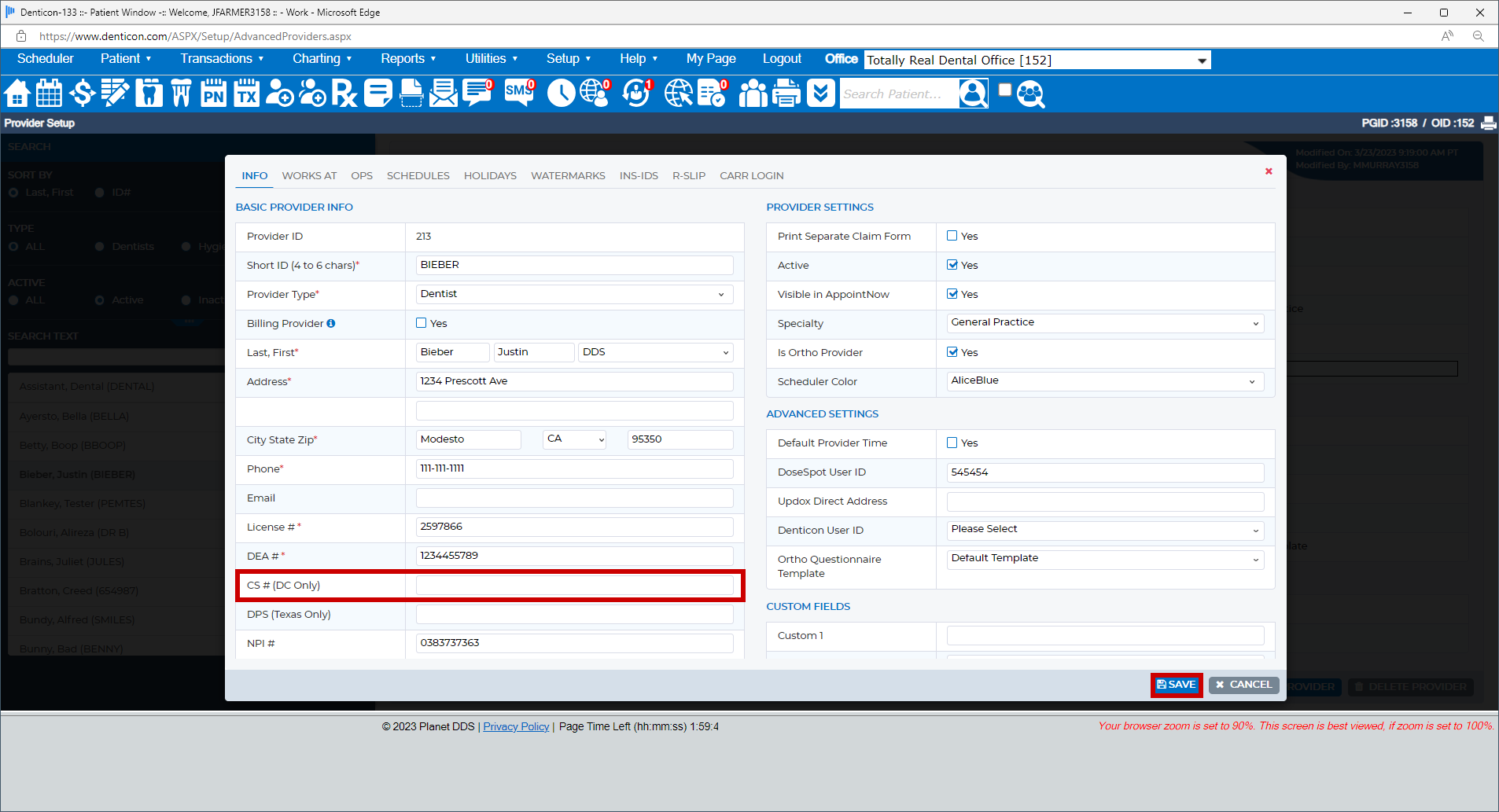How do we indicate a provider Control Substance number (CS#) to reflect ...