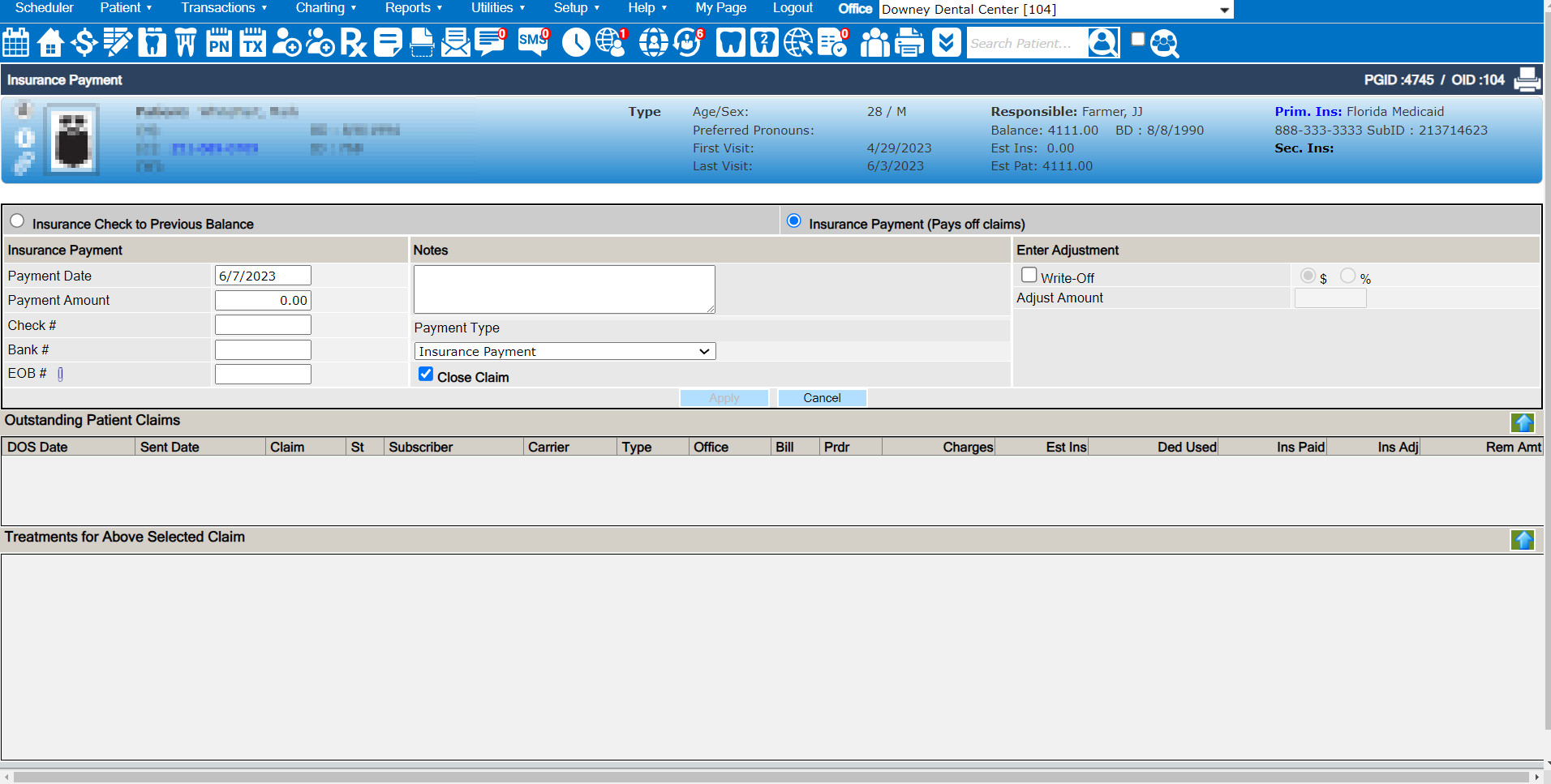 How do I post a single insurance payment from an insurance carrier ...