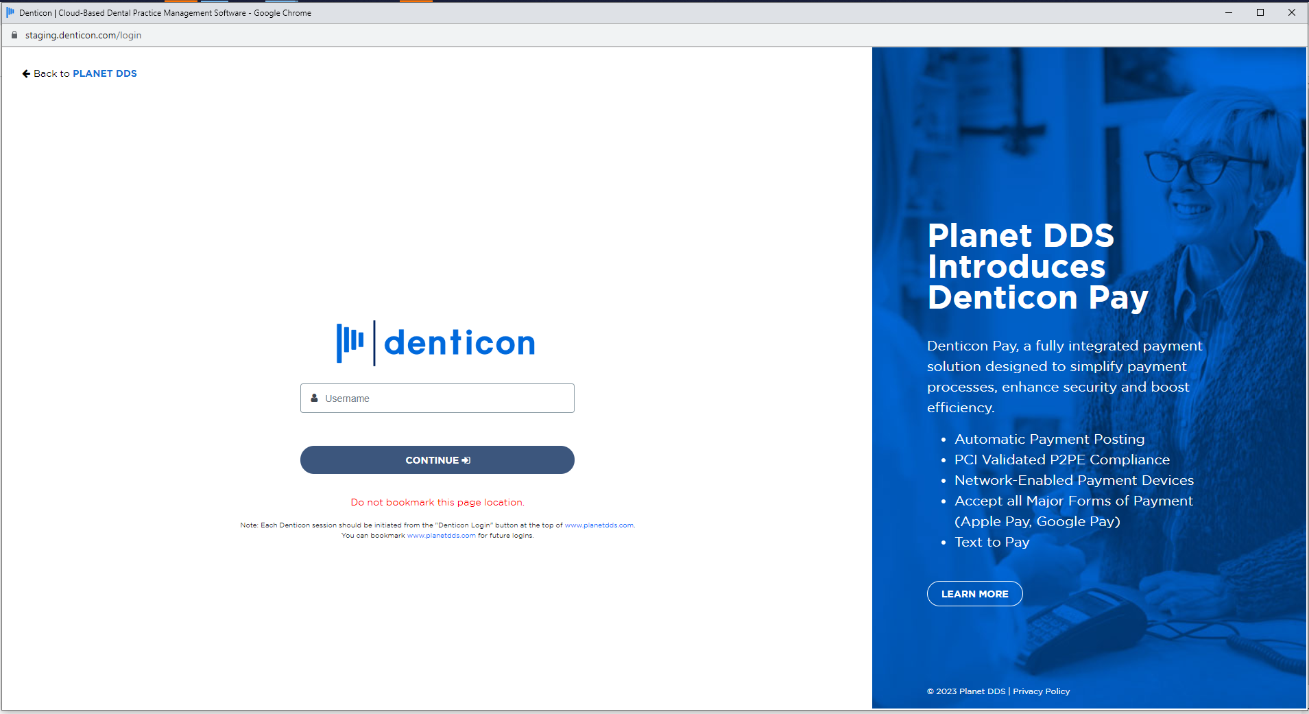 Denticon Login Screen Update 10/05/2023 – Planet DDS