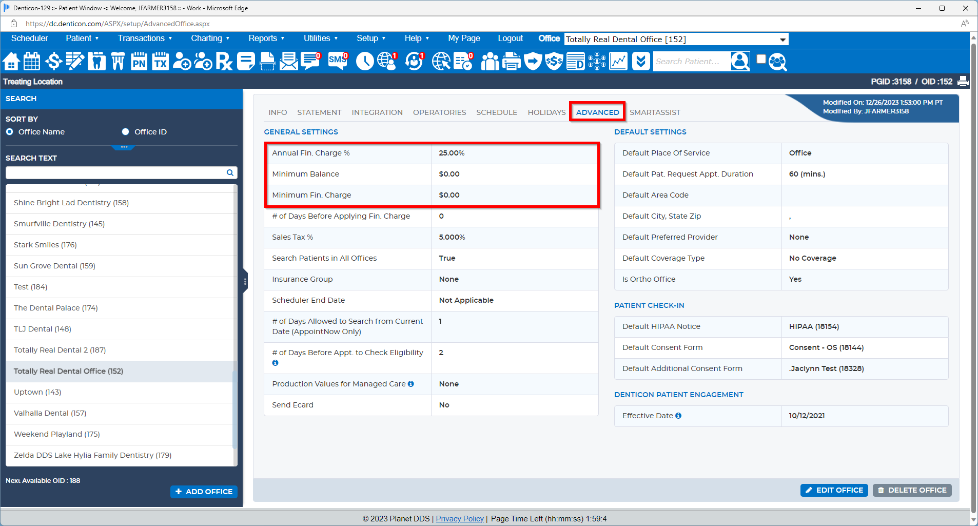How can our office update our Finance Charge settings and apply the ...
