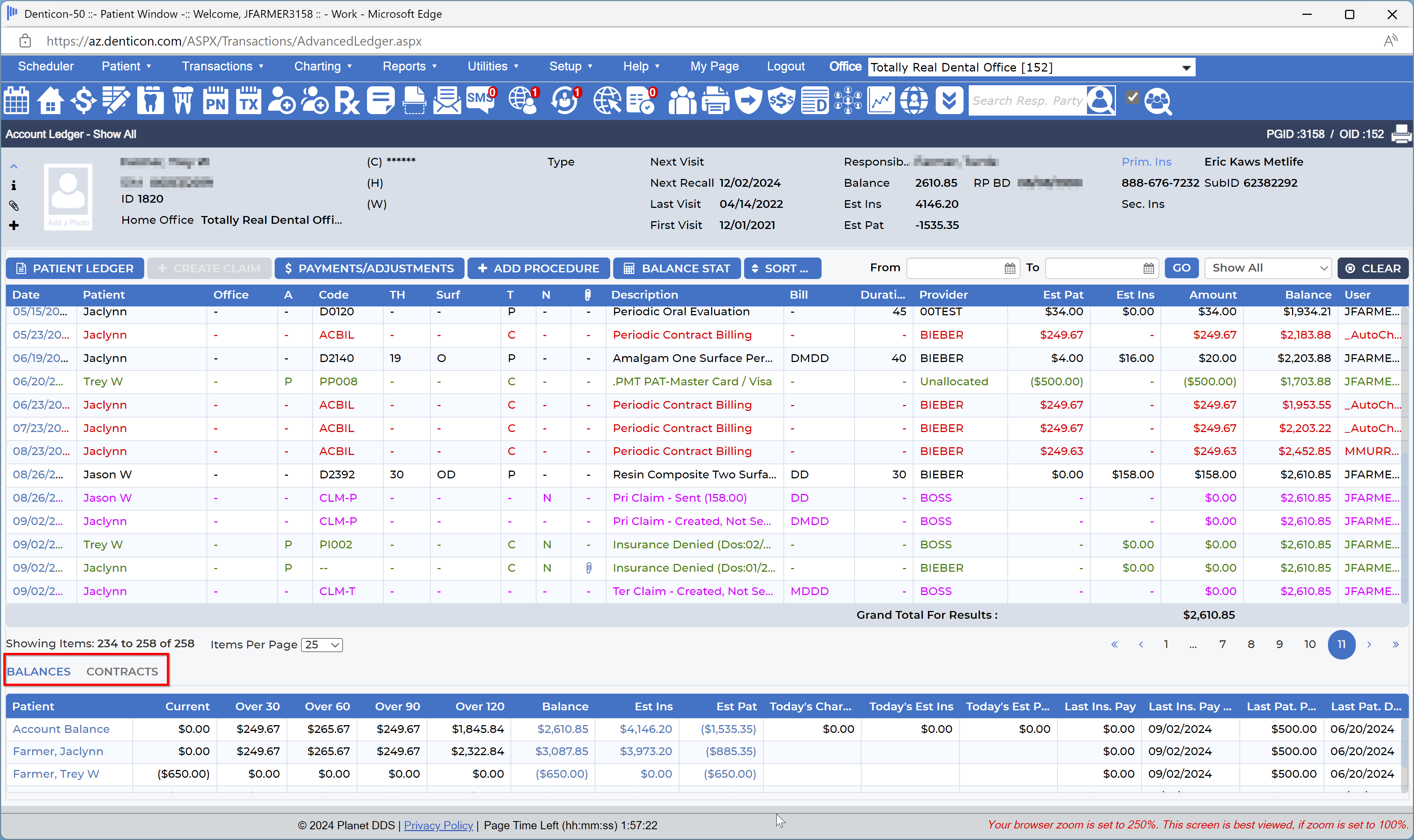 Is there a guide for understanding the fields displayed on Denticon's ...