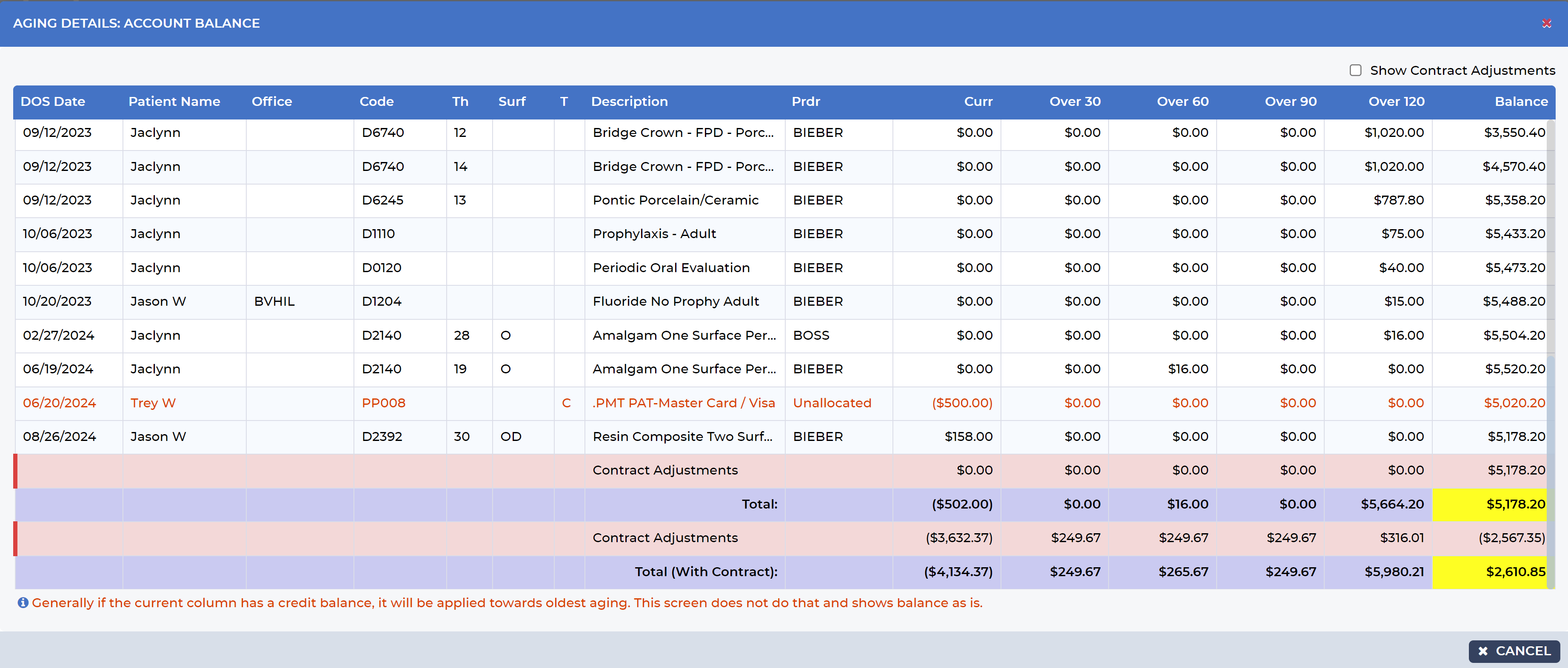 Is there a guide for understanding the fields displayed on Denticon's ...