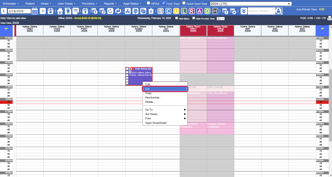 How can I move appointments between providers at the same office on the ...
