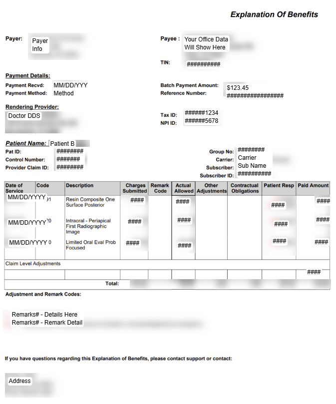 The EOB for a patient's 835/ERA payment is blank. How can I fix this ...