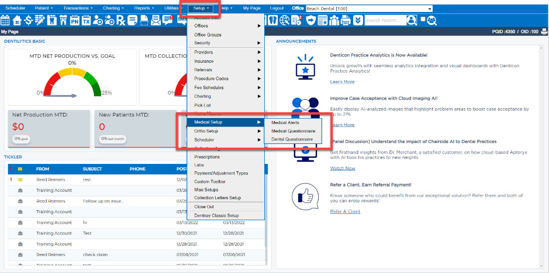 Denticon Setup Guide - Medical History Setup – Planet DDS