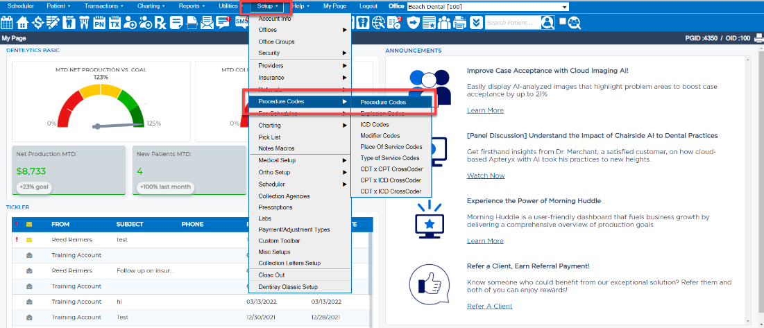 Denticon Setup Guide - Procedure Code Setup – Planet DDS