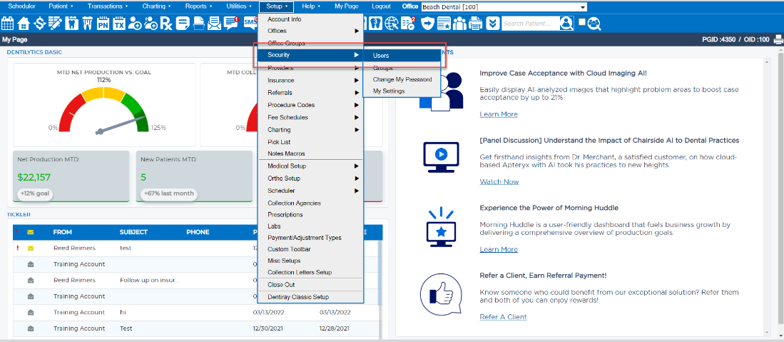 Denticon Setup Guide - Users & Security Groups – Planet DDS