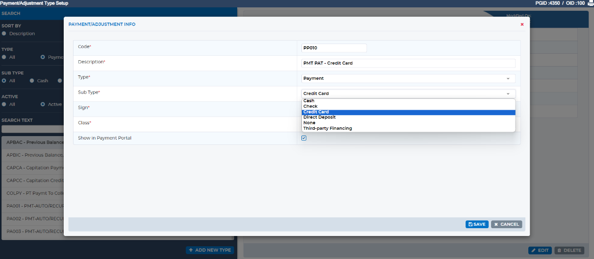 Denticon Setup Guide - Payment & Adjustment Types – Planet DDS