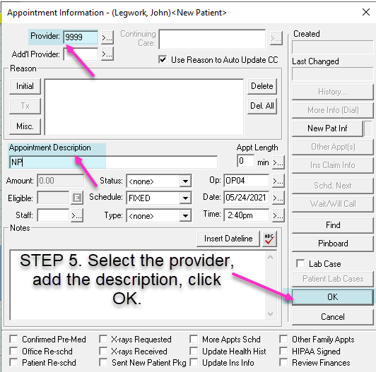 How to create a New Patient in Dentrix, per their recommended settings ...