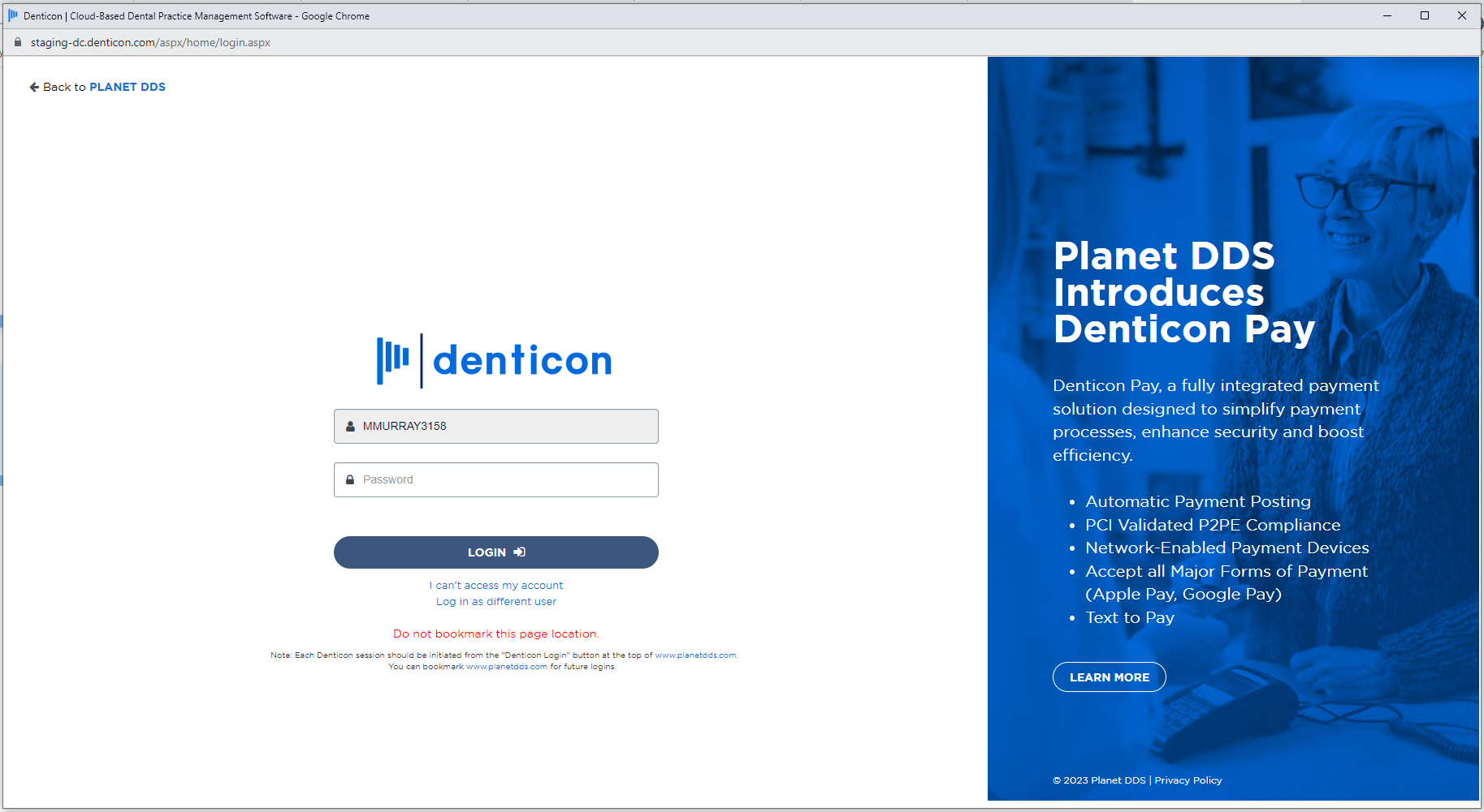 Denticon Login Update 10/05/2023 – Planet DDS