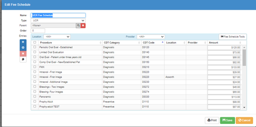 Setting up Fee Schedules – Planet DDS