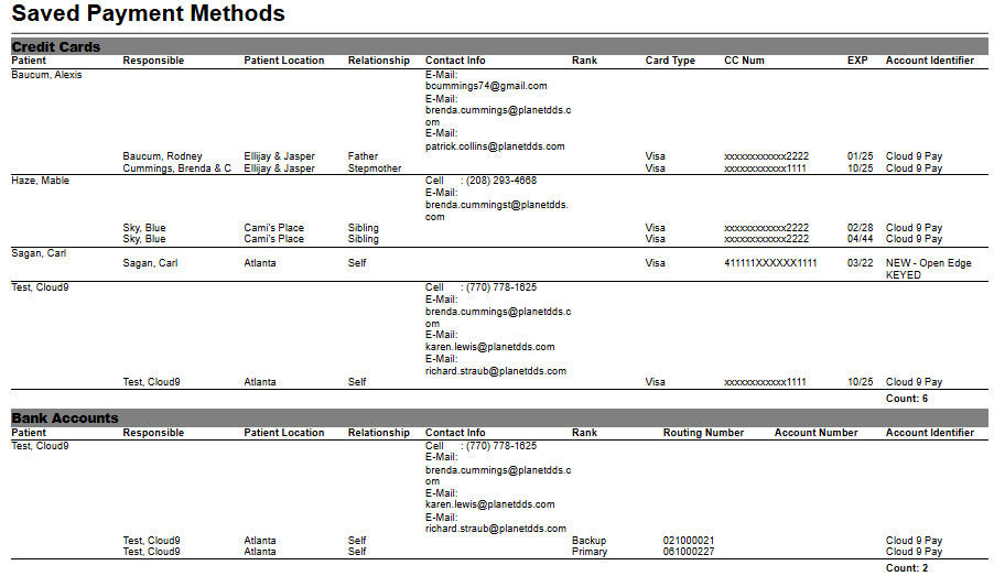 Saved Payment Methods – Planet DDS