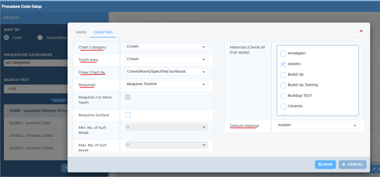How can we modify the Arestin Code (D4381) default material so that it ...