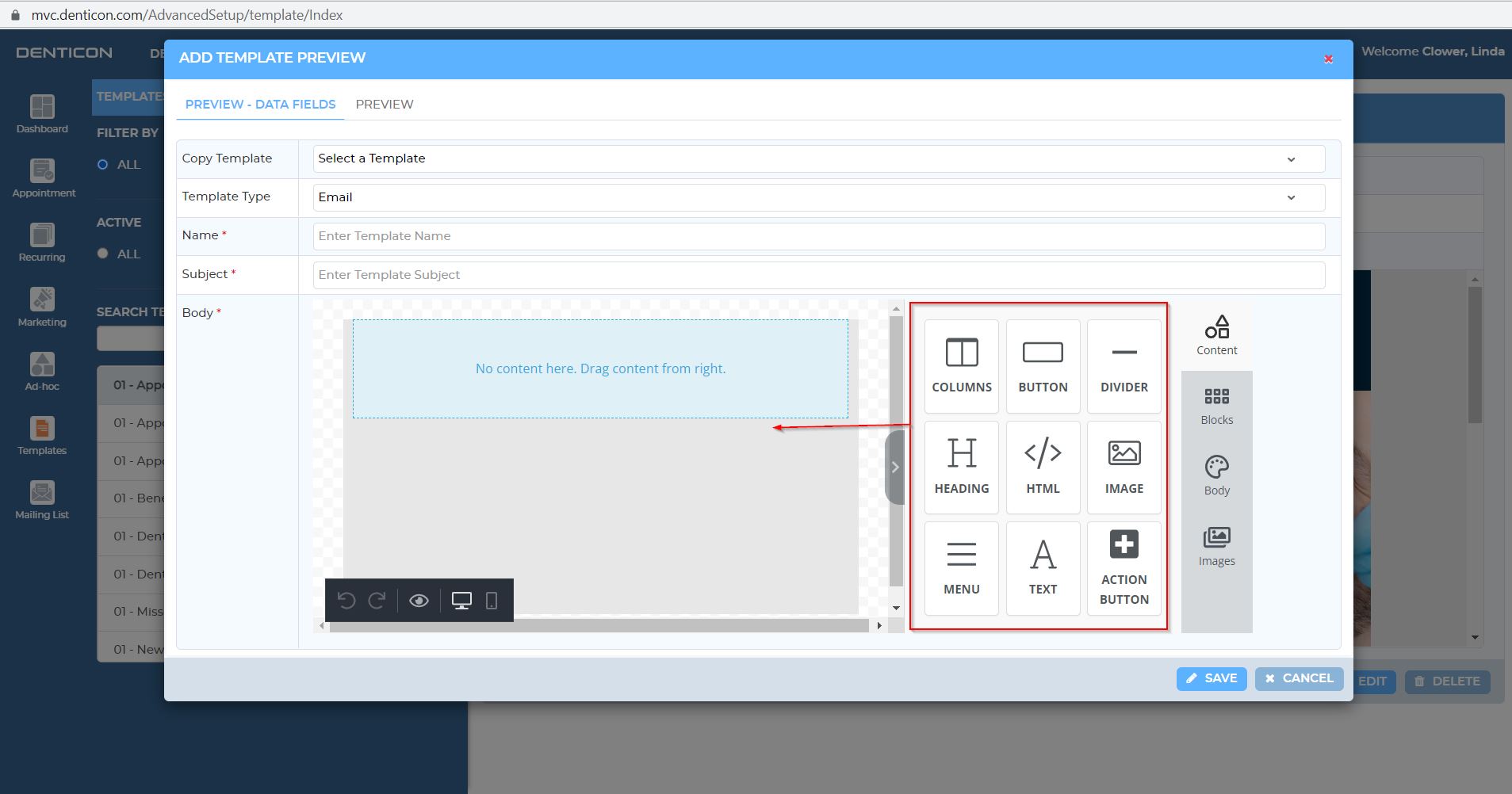 Denticon Patient Communication Email Template Editor – Planet DDS